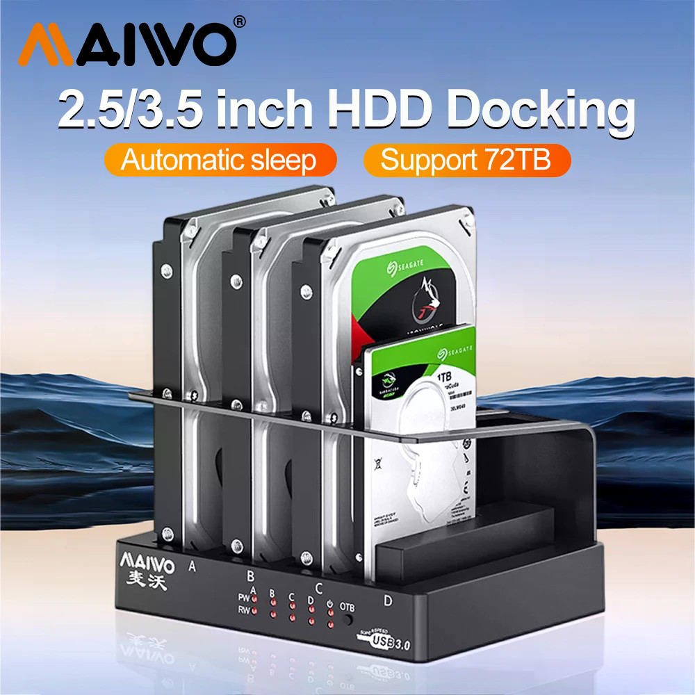 MAIWO 4 Bay Hard Drive Enclosure Sata to USB 3.0 External Multi-Bay 2.5 ...