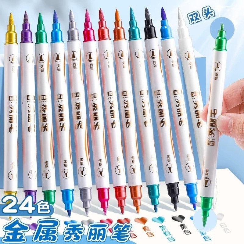 Metal Show Pen Double-Headed Color Flashing Soft-Headed Fluorescent ...