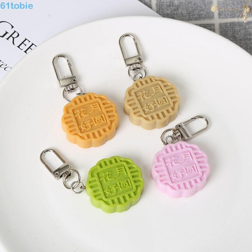 TOBIE Mid-Autumn Keychain, PVC Cute Mooncake Pendant, Fashion Blessing ...