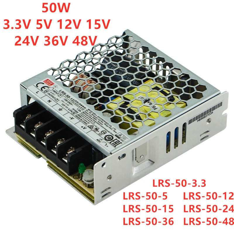 MEAN WELL 50W Single Output Switching Power Supply LRS-50-12 LRS-50-15 LRS-50-24 LRS-50-36 LRS ...