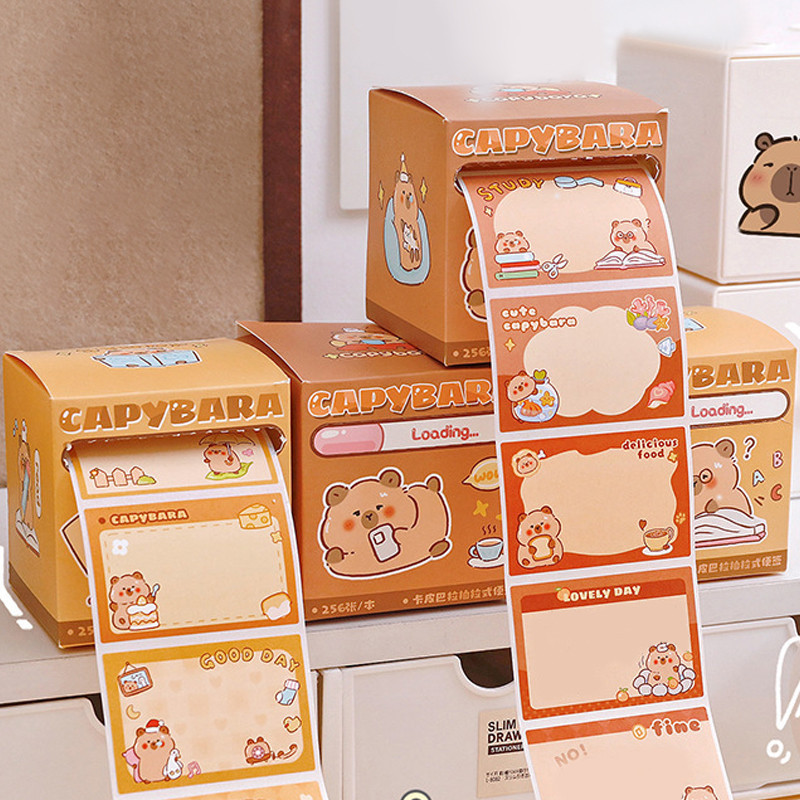 256 Sheets Boxed Cute Capybara Series Pull-out Sticky Notes School ...