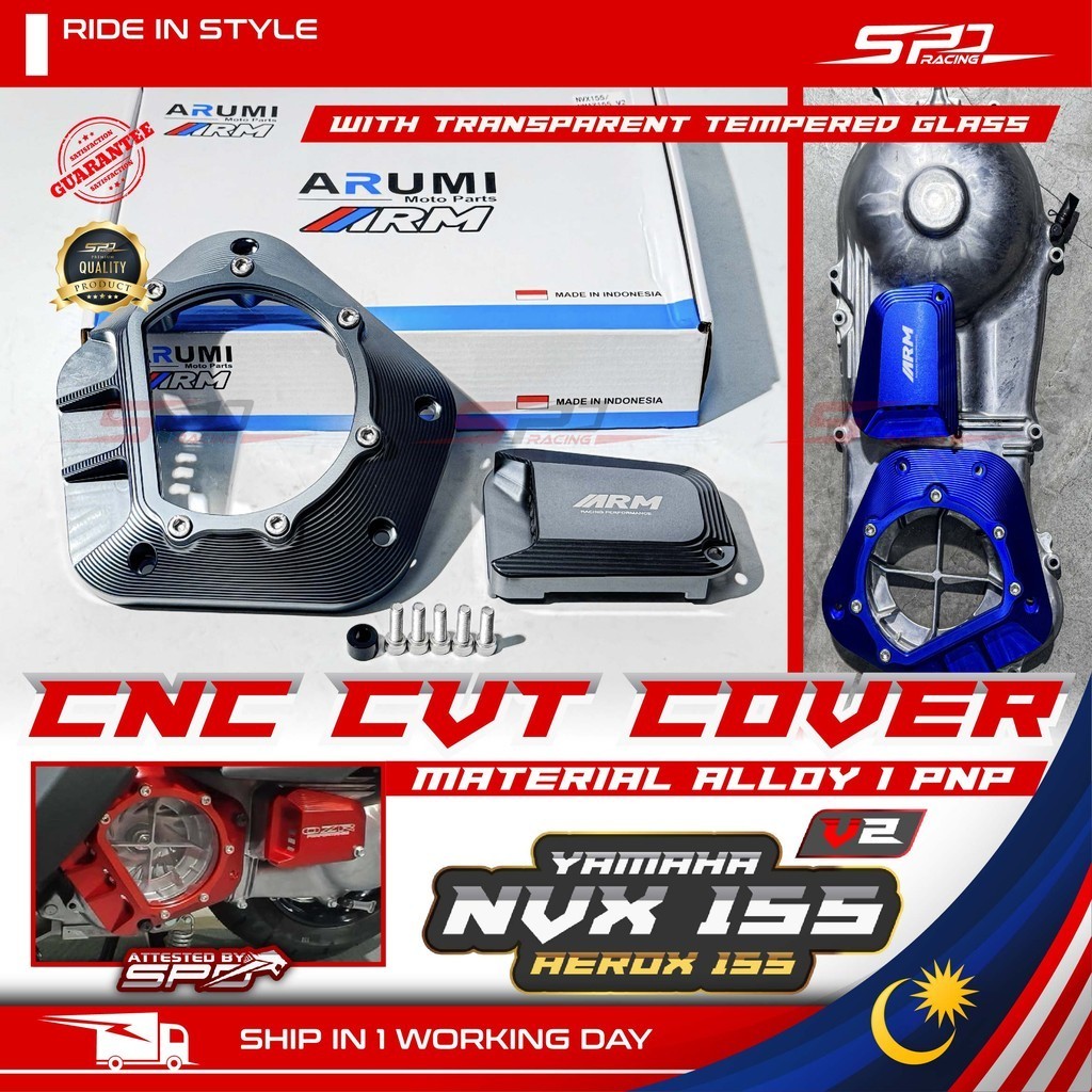 NVX V2 CVT Cover I Tutup Enjin Cover I CNC Transparent Tempered Glass I ...