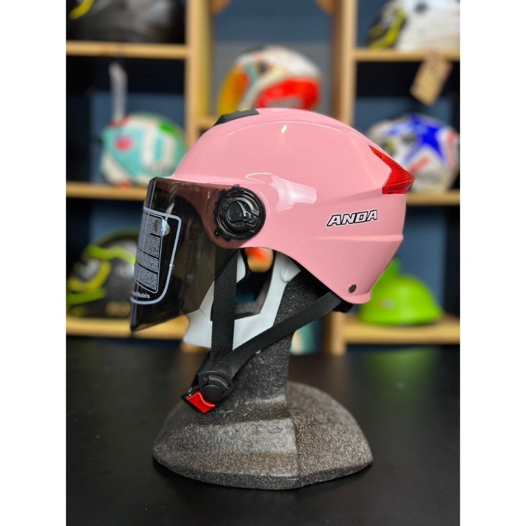 Anda HELMET Half Head HELMET Super Cute Glossy Pink, Long Goggles [Free ...