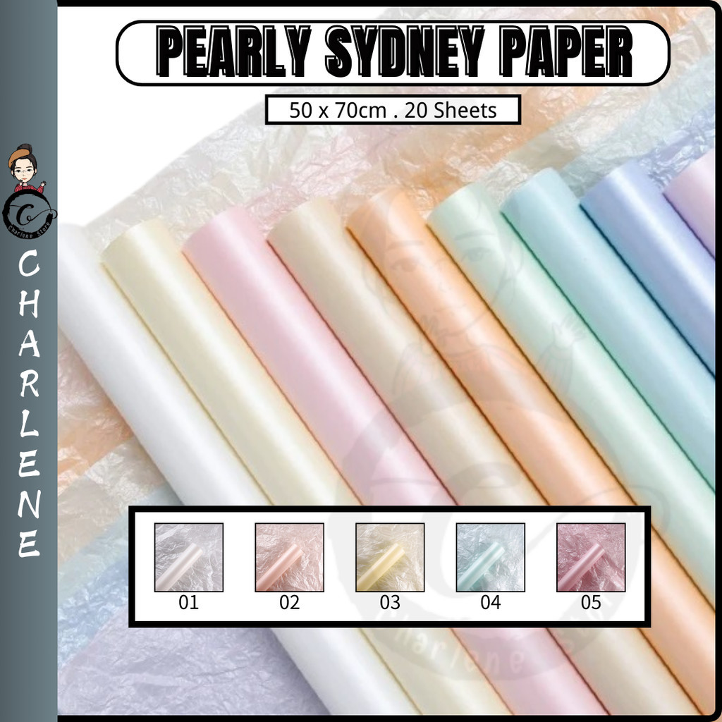 [20 Sheets] 50x70cm 26G PEARLY SYDNEY PAPER Flower Wrapping Paper ...