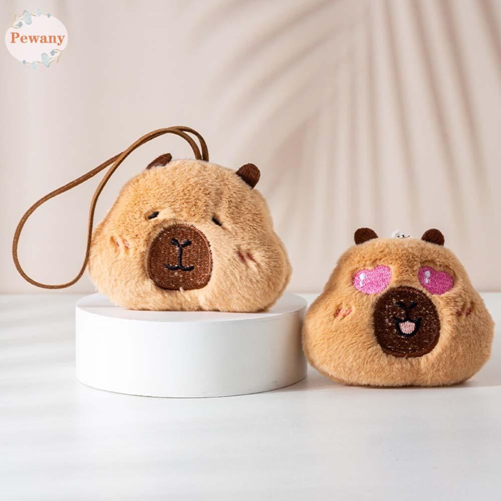 PEWANY Capybara Key Ring, Squinting Heart Capybara Plush Keychain, Car ...