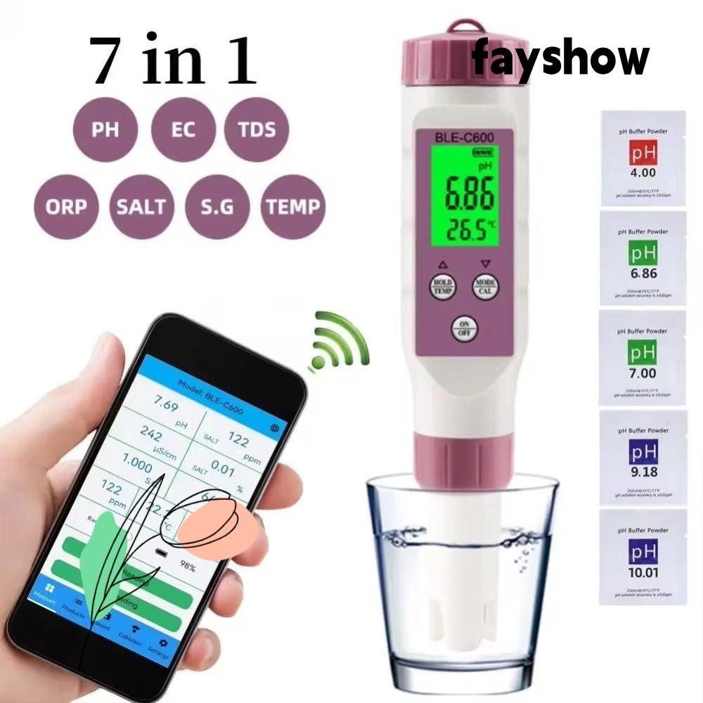 FAYSHOW Temp ORP Salinity TDS Meter, Laboratory Aquarium 7 in 1 PH ...