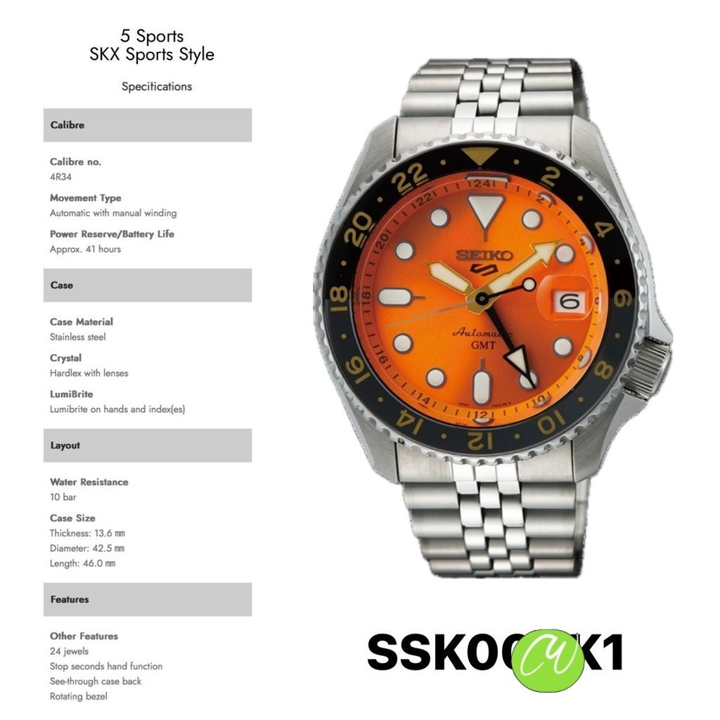 SEIKO 5 GMT SPORTS AUTOMATIC MEN WATCH MODEL SSK005K1 / SSK005 🧡 ...