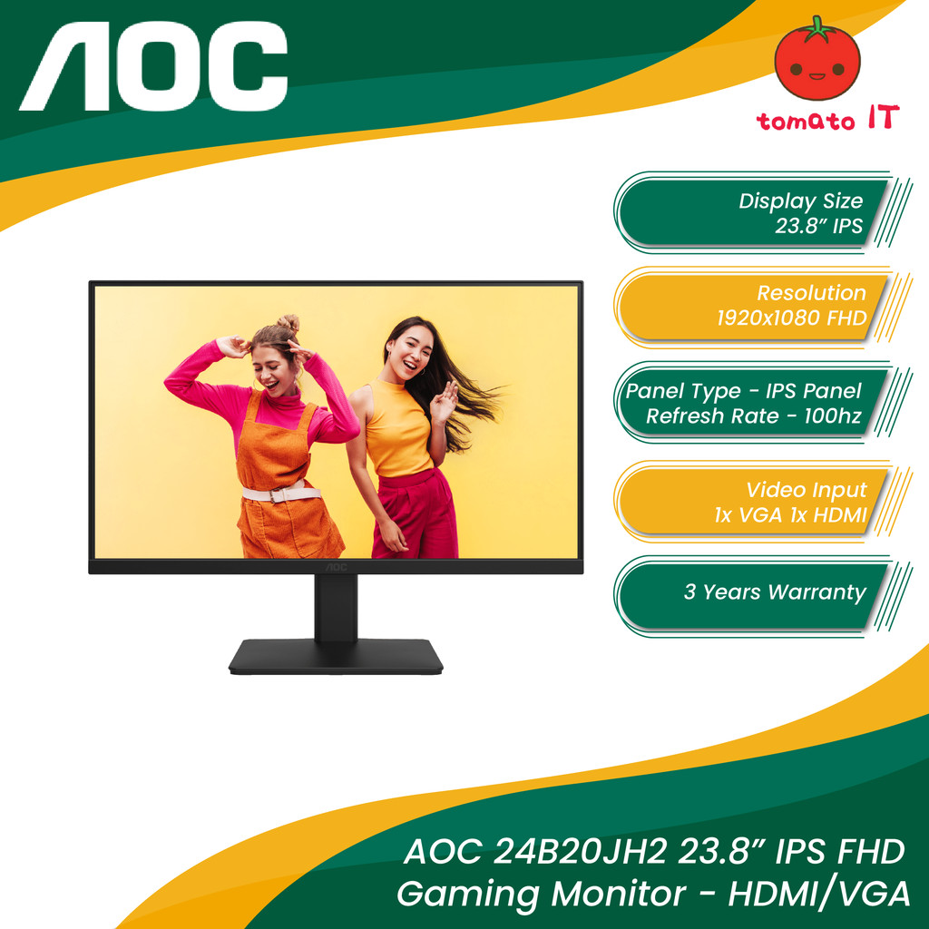 AOC 24B20JH2 23.8" IPS Panel Monitor - FHD/100Hz/1ms MPRT/1x HDMI/1x ...