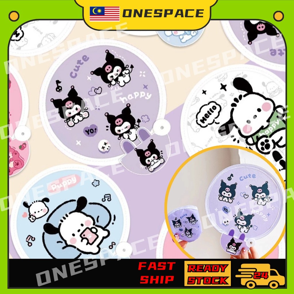 Kuromi Cinnamoroll Melody Portable And Foldable Group Fan Summer Silk ...