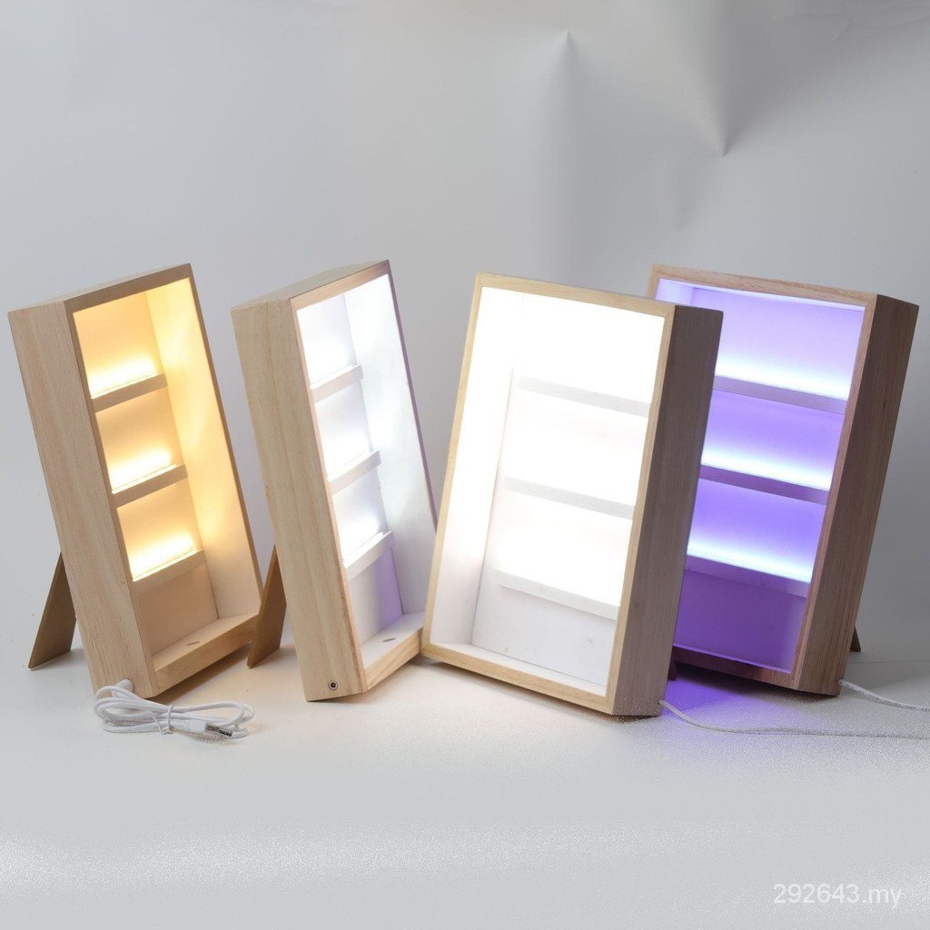 Hiasan kit garaj, bingkai paparan kosong tengah, kabinet kayu, botol ...