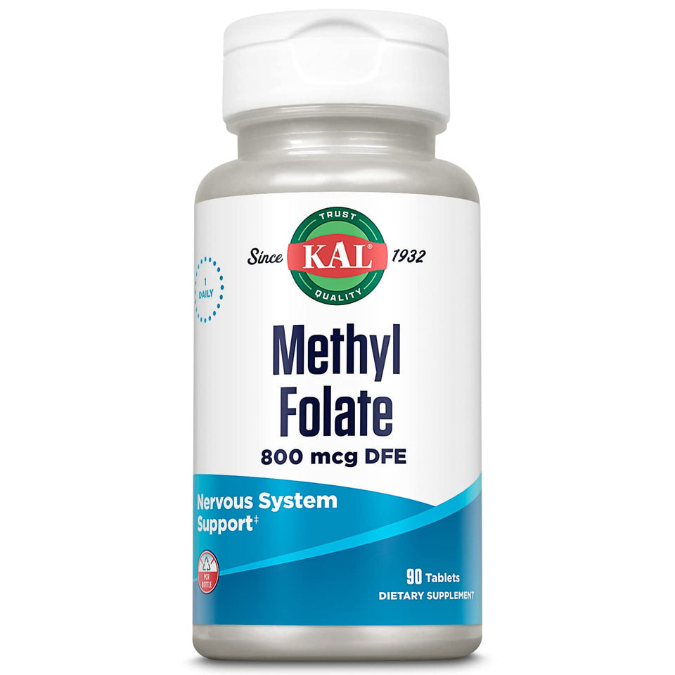 KAL Methyl Folate 800 mcg DFE, 5-MTHF Active Form Vitamin B9, Folic ...