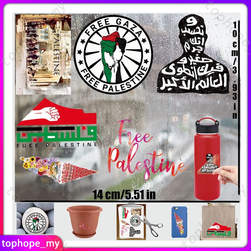 Palestine Cartoon Graffiti A6 Set Uv Transfer Sticker 3d Hollow Crystal ...