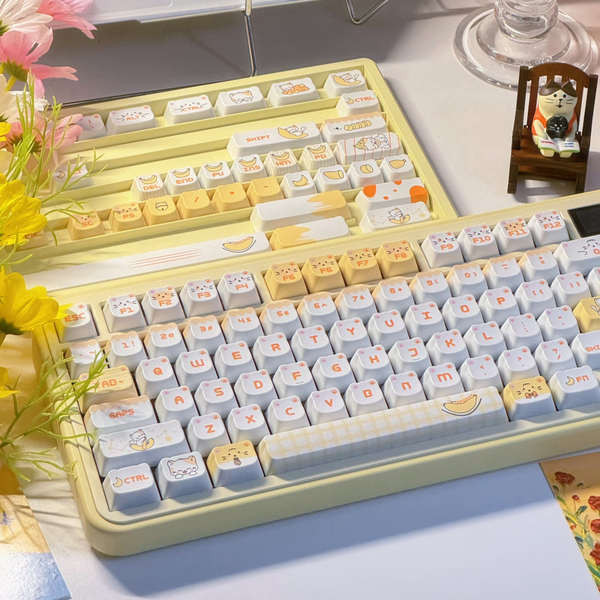 keycap keycaps custom FKKeys Banana Cat Cat Ears Keycaps PBT Papan ...