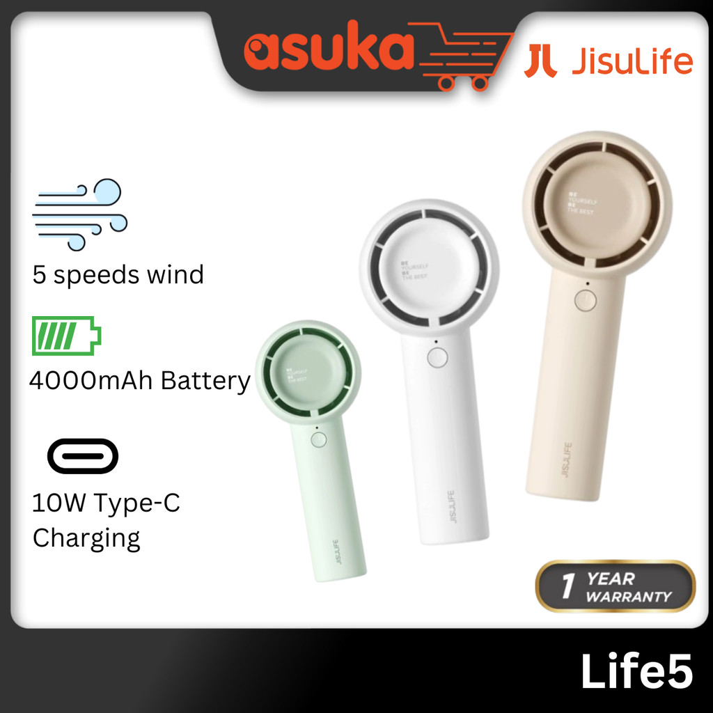 JisuLife FA42 HandHeld Fan Life5 (Super-Mini Turbo Fan - 4500mAh ...