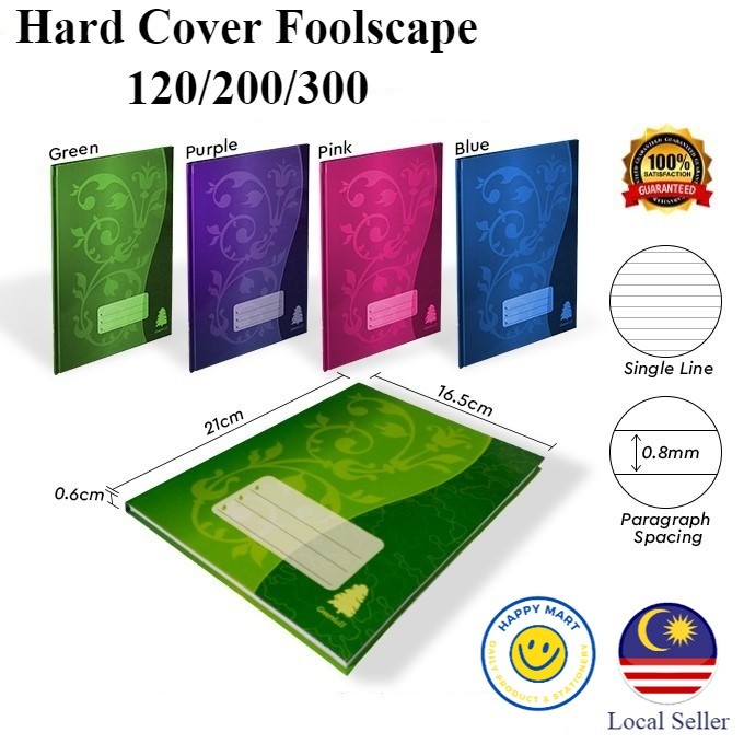 HARDCOVER F4 FOOLSCAPE BOOK /BUKU LOG 120/200/300 PGS FOR SCHOOL AND ...