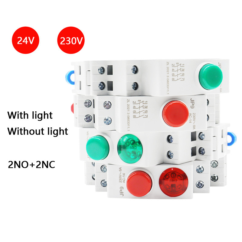 6A Rail Button JP9 LED Signal AC DC 24V 230V Self-locking With Light ...