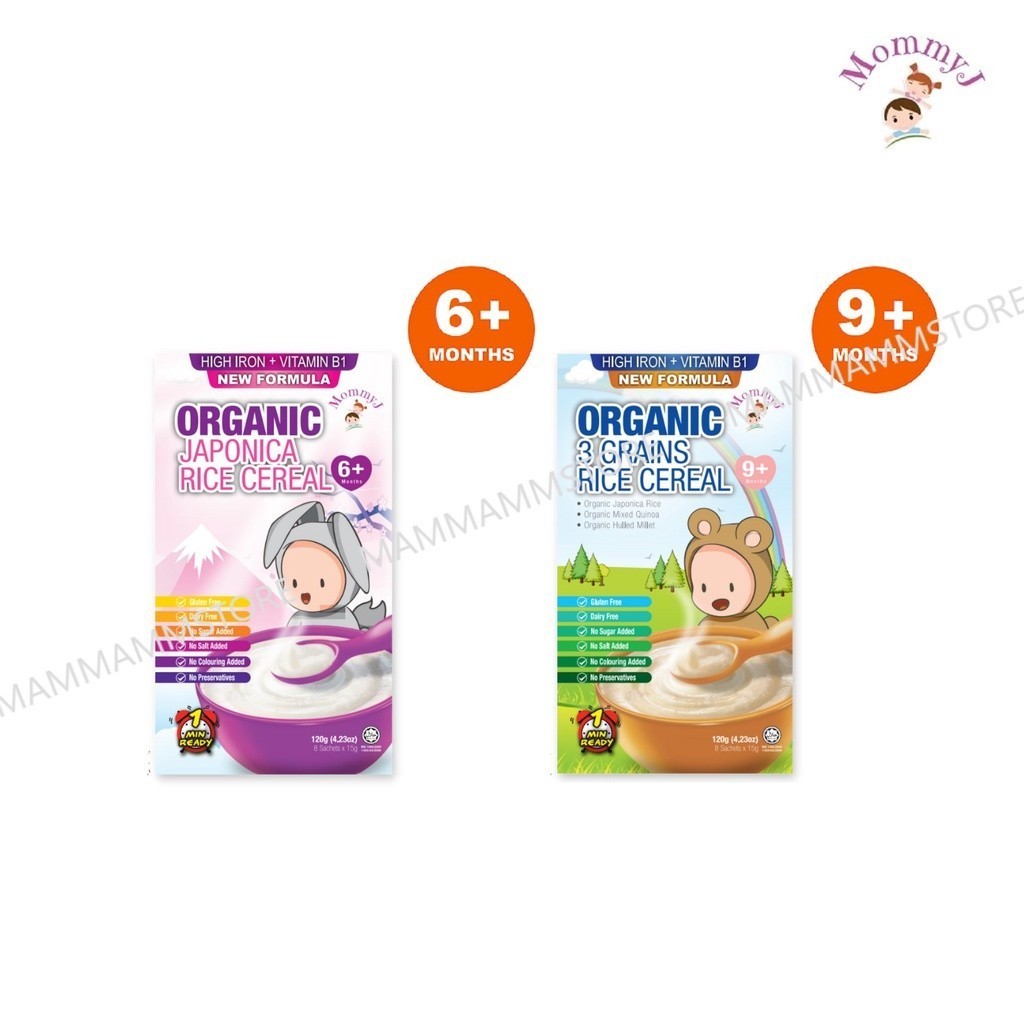 Mommy J Baby Organic Rice Cereal with High Iron and Vitamin B1 120g (8x15g) for 6 months+ ...