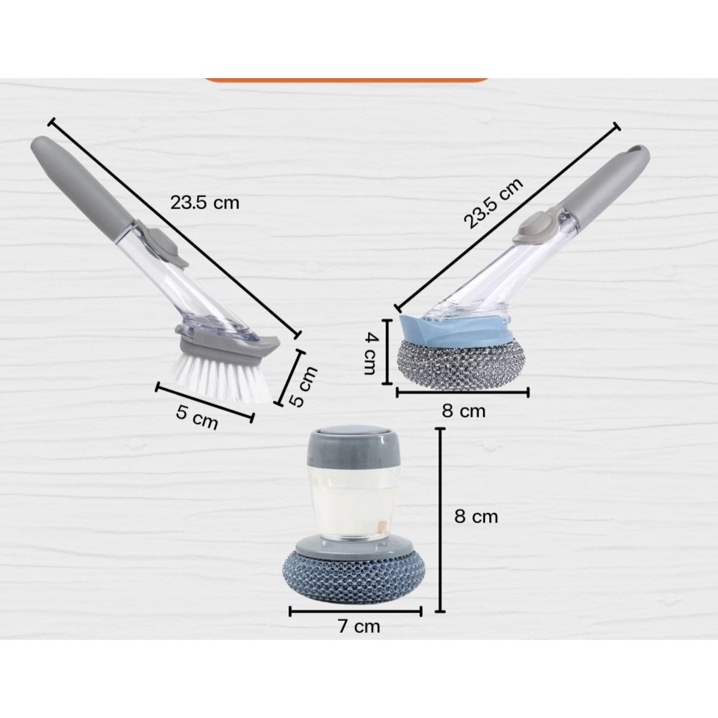 Brush Set with Liquid Dispenser 2in1 Pot Scourer and There Are 3 Types ...