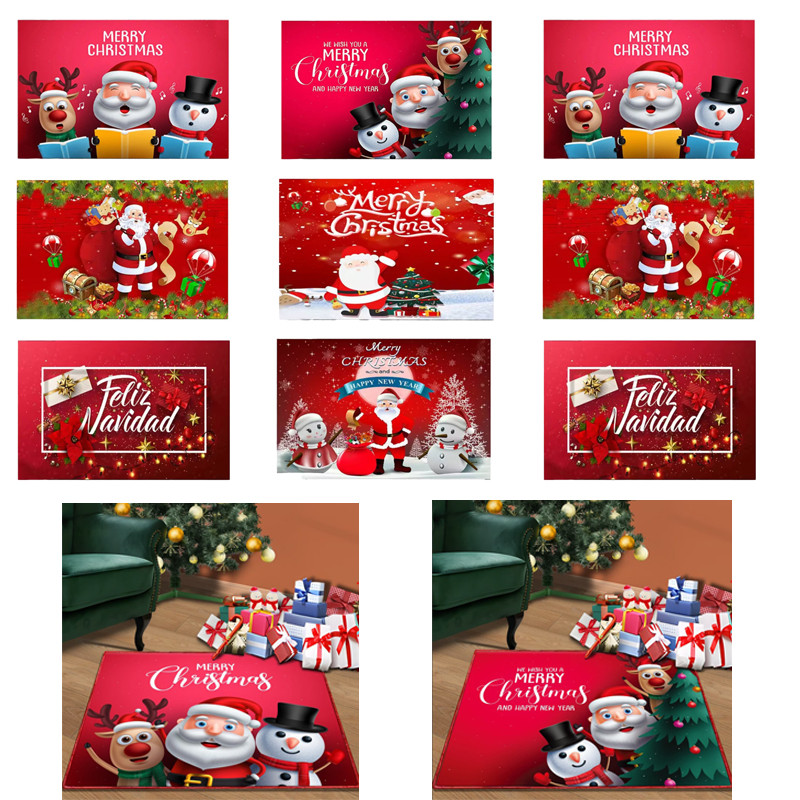 Christmas Mat Cartoon Santa Claus Anti-slip Carpet Outdoor Door Mats ...