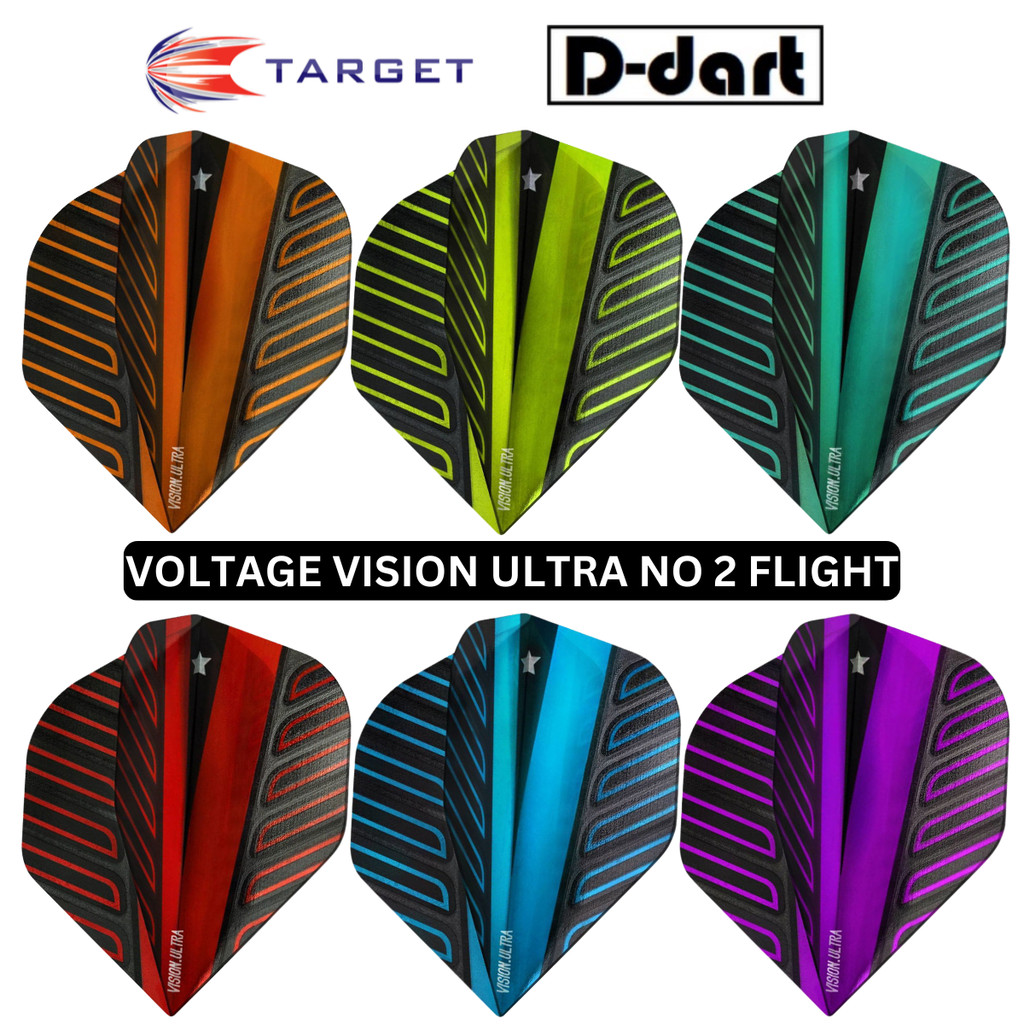 TARGET DARTS FLIGHT- 6 COLORS No2 (Standard) VOLTAGE VISION ULTRA DART ...