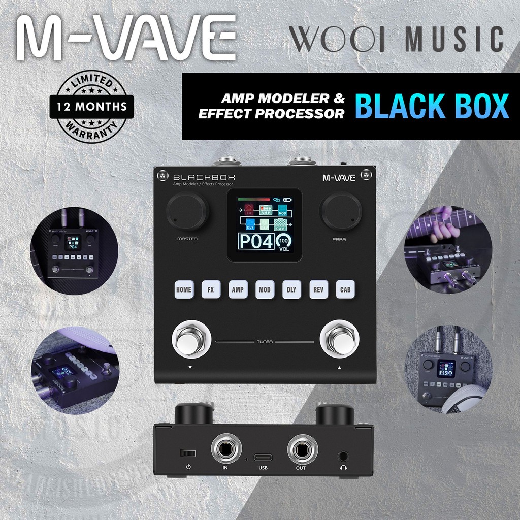M-VAVE BlackBox Rechargeable Guitar / Bass Amp Modeling & Multi Effects Pedal | Shopee Malaysia