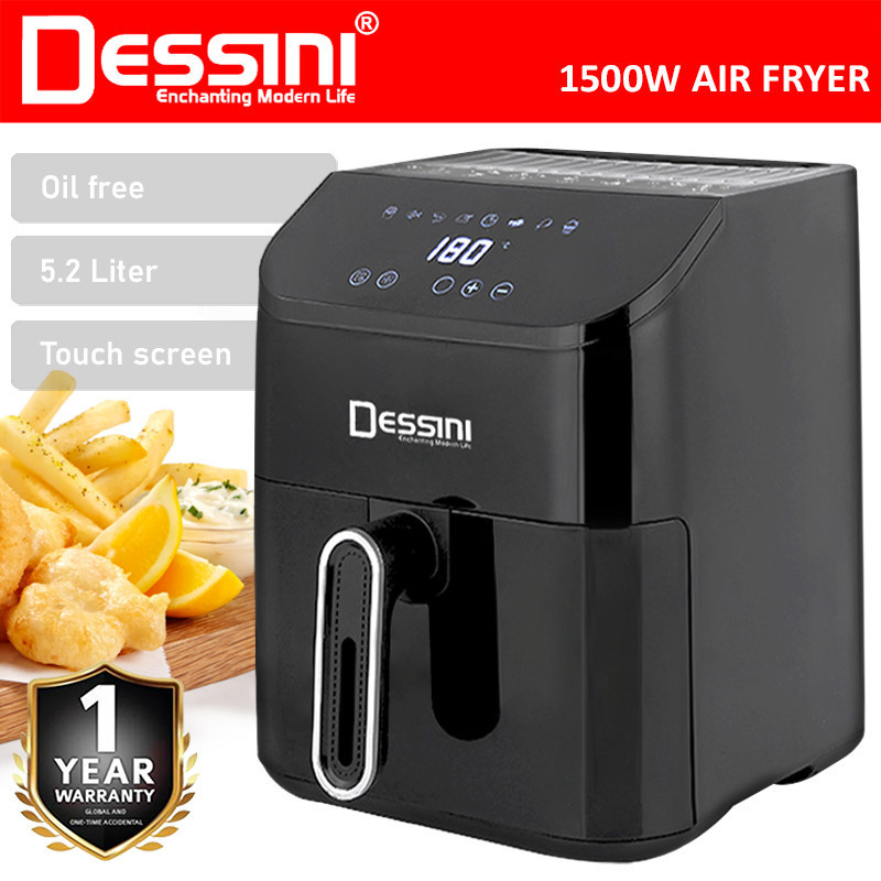 DESSINI ITALY 5.2L Electric Air Fryer Convection Oven Toaster Timer Oil ...