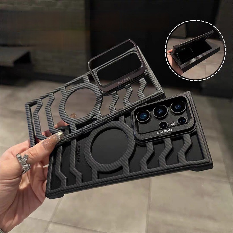 Hollow Out Heat Dissipation Borderless Carbon Fiber Magnetic Phone Case ...