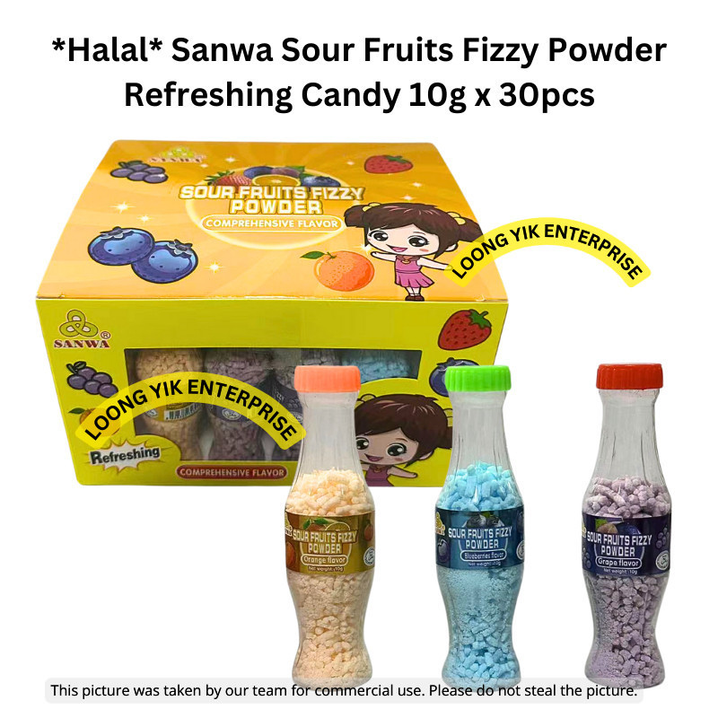 *Halal* Sanwa Sour Fruits Fizzy Powder Refreshing Candy 10g x 30pcs ...