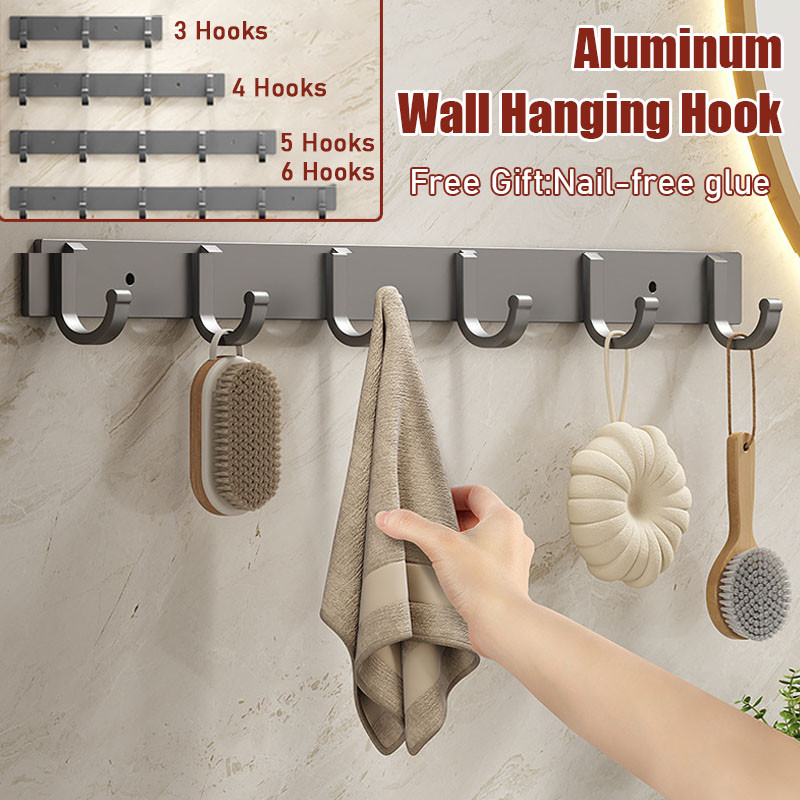 Aluminum Wall-mounted Clothes Hook Punch Free Door Hook Wall Hook ...