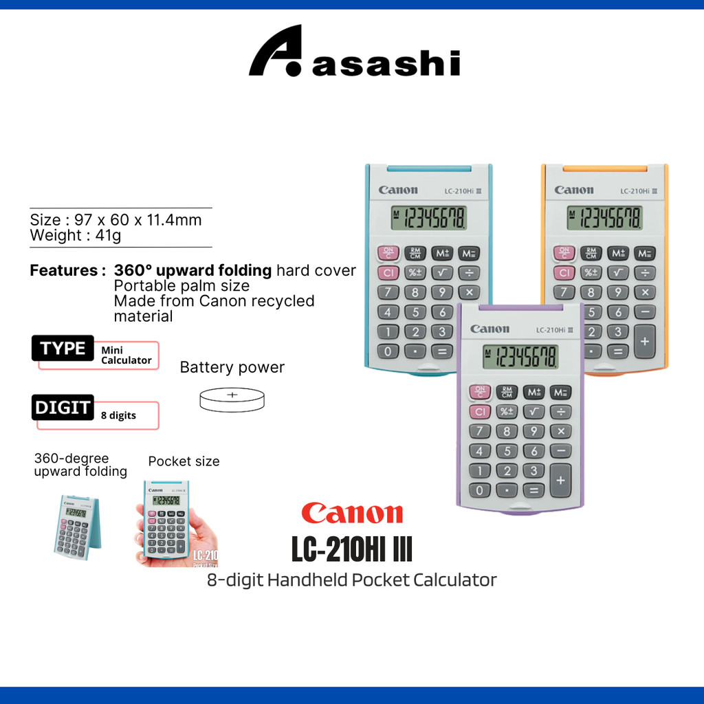 [Mini Size] CANON LC-210HI III / LC-210HI/ LC210HI Original 8 Digit ...