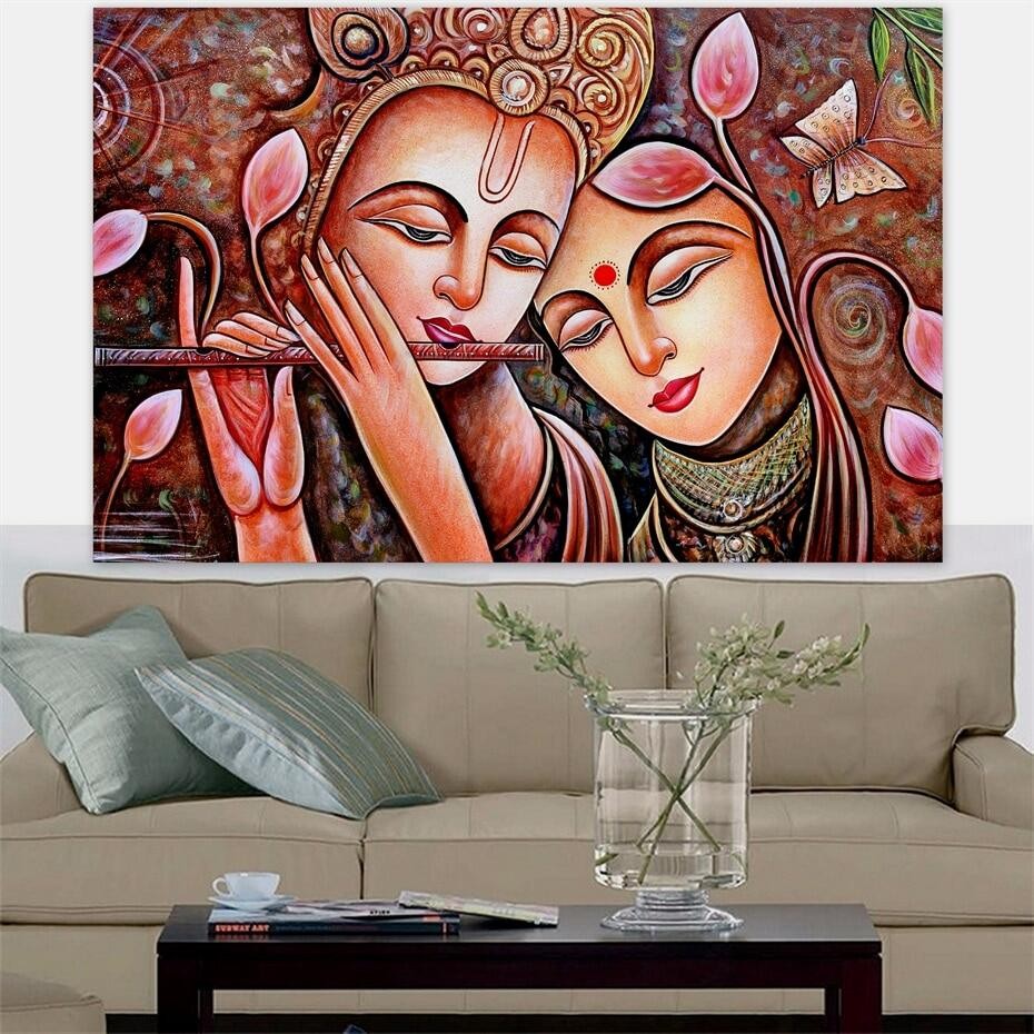 Radha Krishna Jodi Indian God Hindu Religion Canvas Painting Poster ...