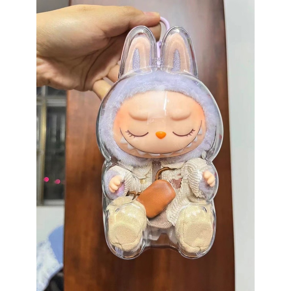 labubu v2 bag transparent airpod case dust cover 二代拉布布娃包配件 保护壳 透明 坐坐派对 ...