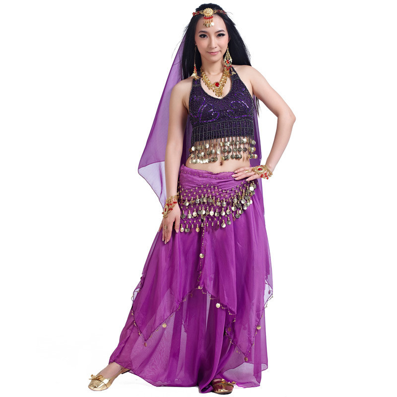 5 Piece Set 301+Long Gauze Skirt+Veil Belly Dance Suit Belly Dance ...
