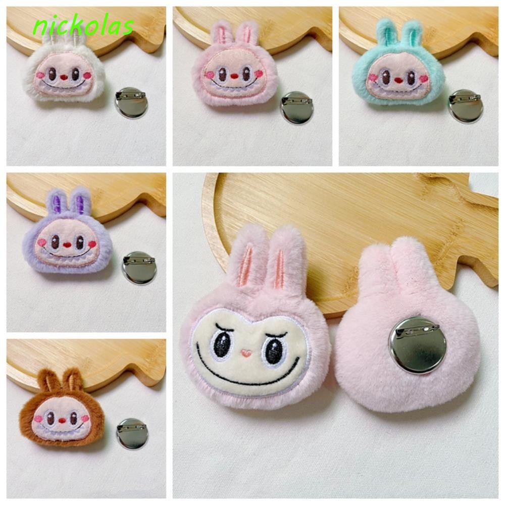 NICKOLAS Labubu Doll Plush Keychain, Plush Brooch Cartoon Labubu Little ...