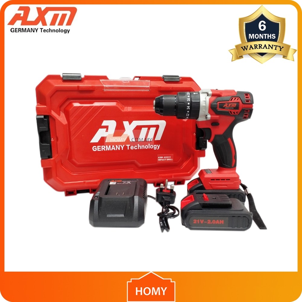 AXM AX21V Cordless Impact Drill 13mm 21V 2.0Ah with Battery & Charger ...