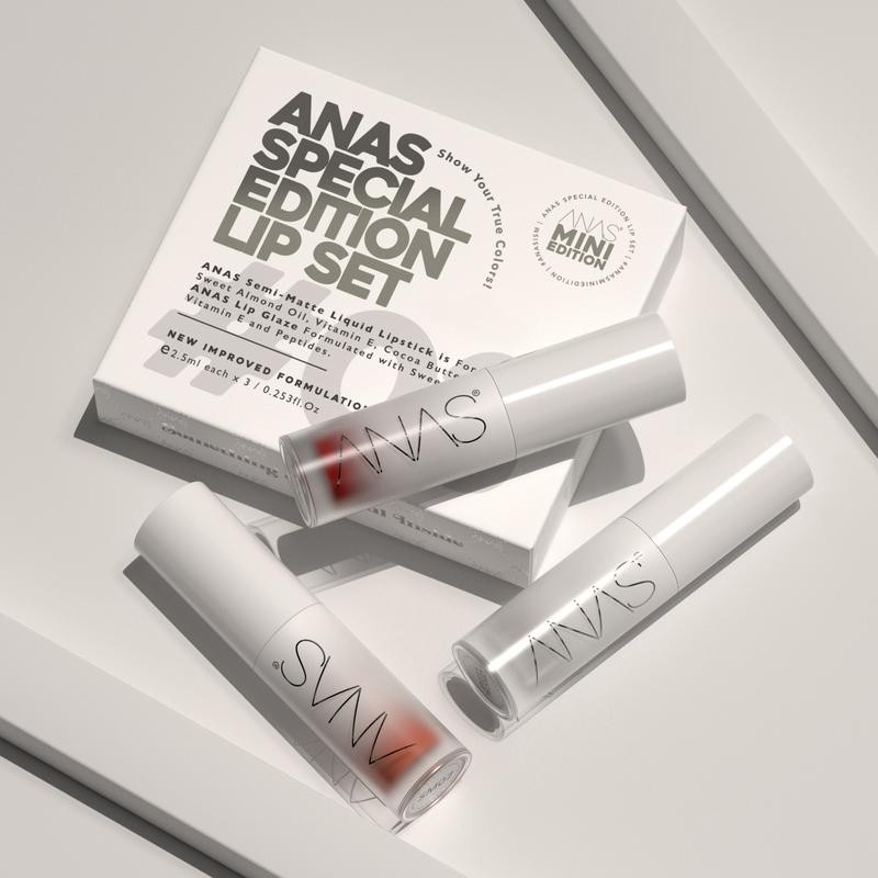 ANAS Set Bibir 4 Items (3 Semi-Matte Liquid Lipstick and 1 Lip Gloss ...