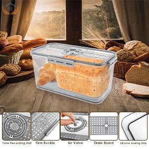 Bread Box Sealing Bread Container with Snap Time Recording Bread ...