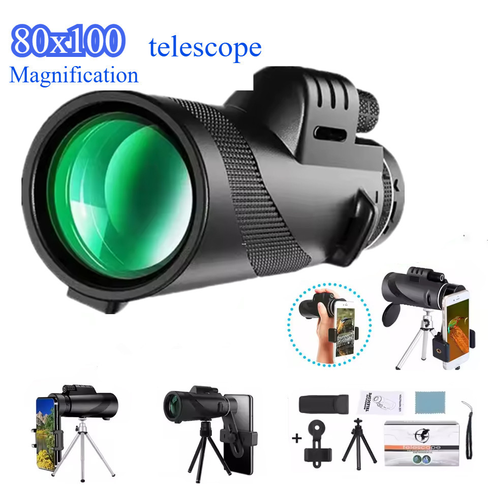 80X100Portable Zoom HD Telescope Folding Long Distance Mini Powerful ...