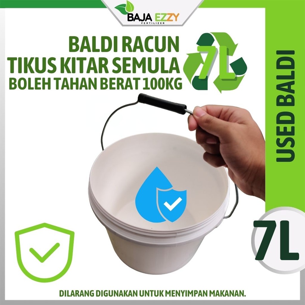 USED Baldi putih 7L besi handle kukuh 2nd hand kebun stor tong ...