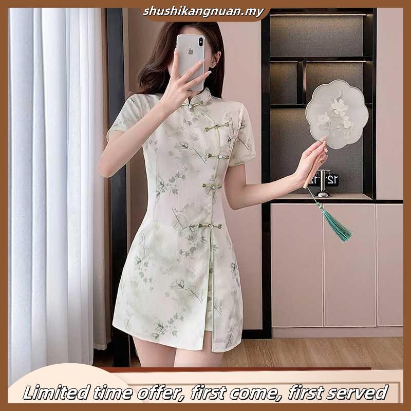 Summer New Chinese Cheongsam Sweet Elegance Dress Shorts Two-Piece Set ...