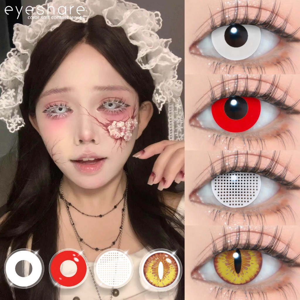 eyeshare 2pcs White Contact Lenses Cosplay Game Halloween Anime ...