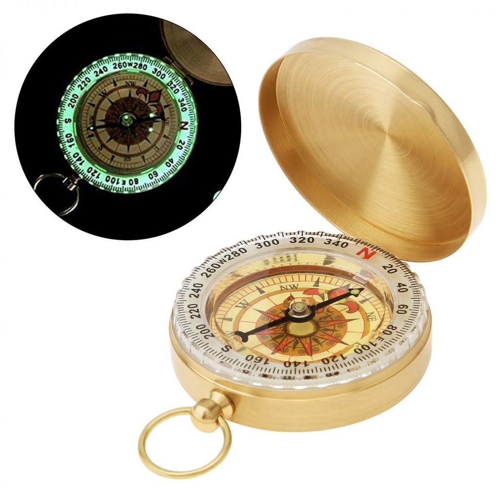 Copper Compass Waterproof Luminous Navigation Retro Flip Compass ...
