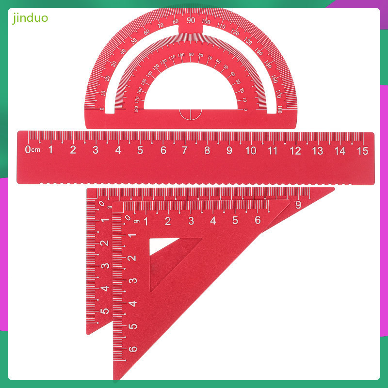 Ruler Triangle School Protractor Measuring Aluminum Red Student Use ...