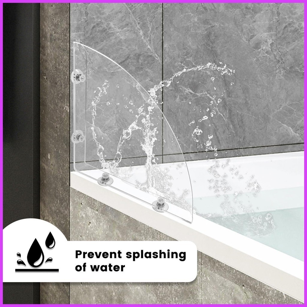 Shower Splash Guard 2PCS Clear Acrylic Tub Splash Guard Water Splash ...