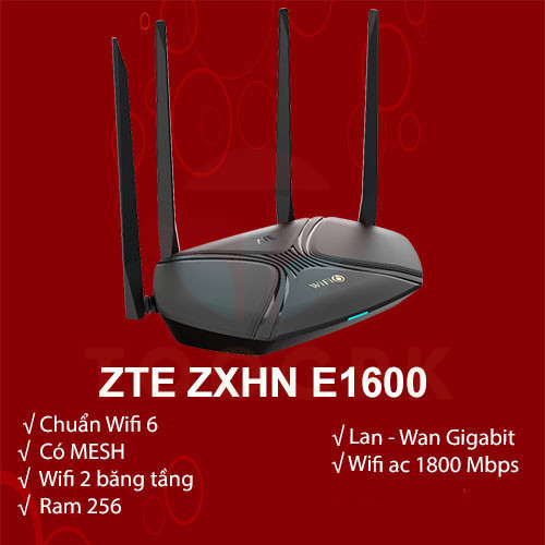 Zte zxhn e1600 wifi Router, wifi 6, With mesh,ax1800 dual band 2-band,4 ...