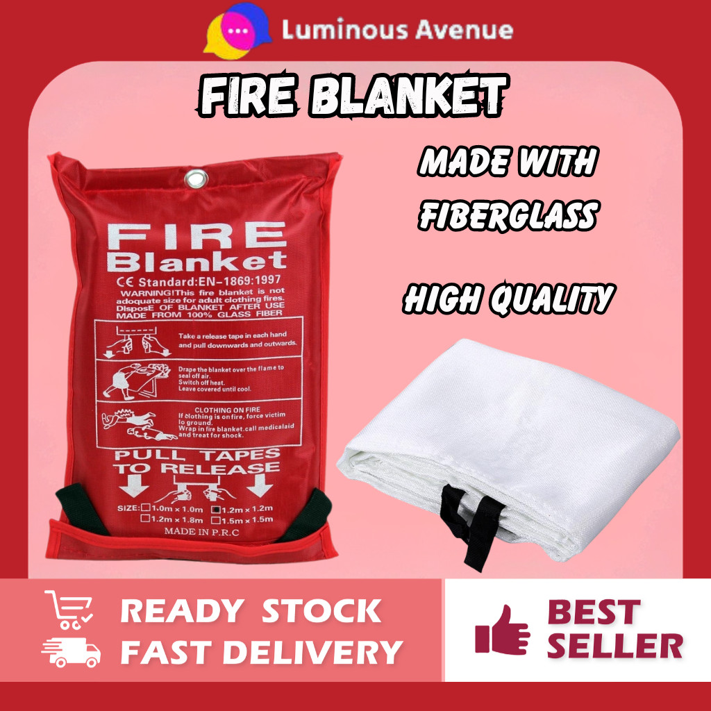Home Fire Blanket Fiberglass Safety Fire Fighting Prevention 1.0m x 1 ...