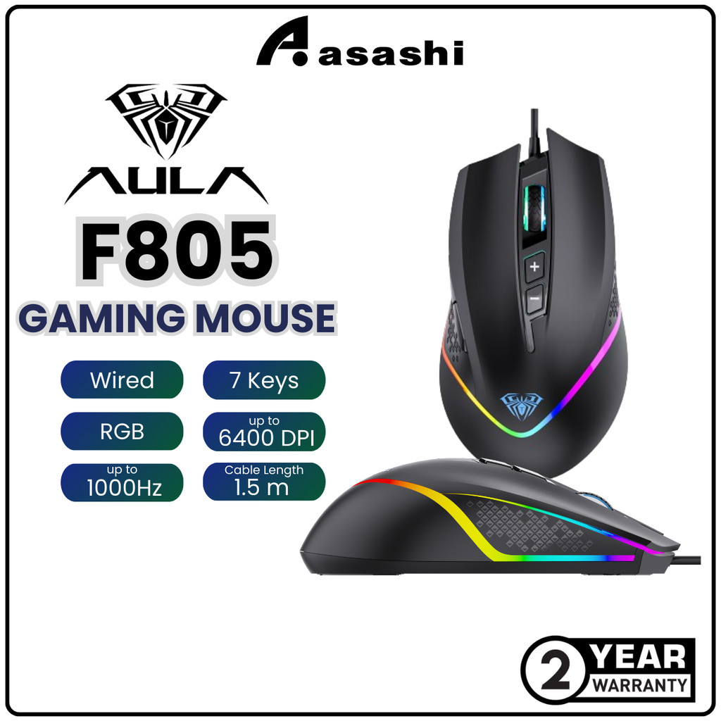 AULA F805 6400DPI RGB 7 Key Gaming Mouse | Shopee Malaysia