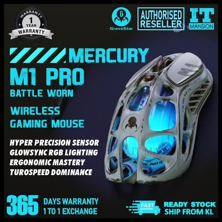GravaStar Mercury M1 Pro Battle Worn RGB Wireless Gaming Mouse MICE 4K ...