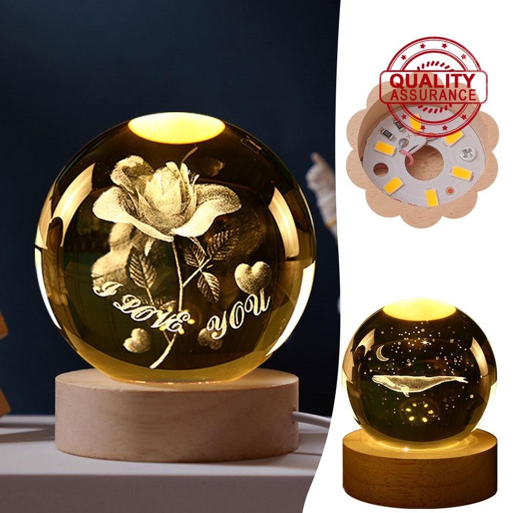Led Night Glowing 3d Ball Night Light Universe Moon Crystal Ball Lamp ...