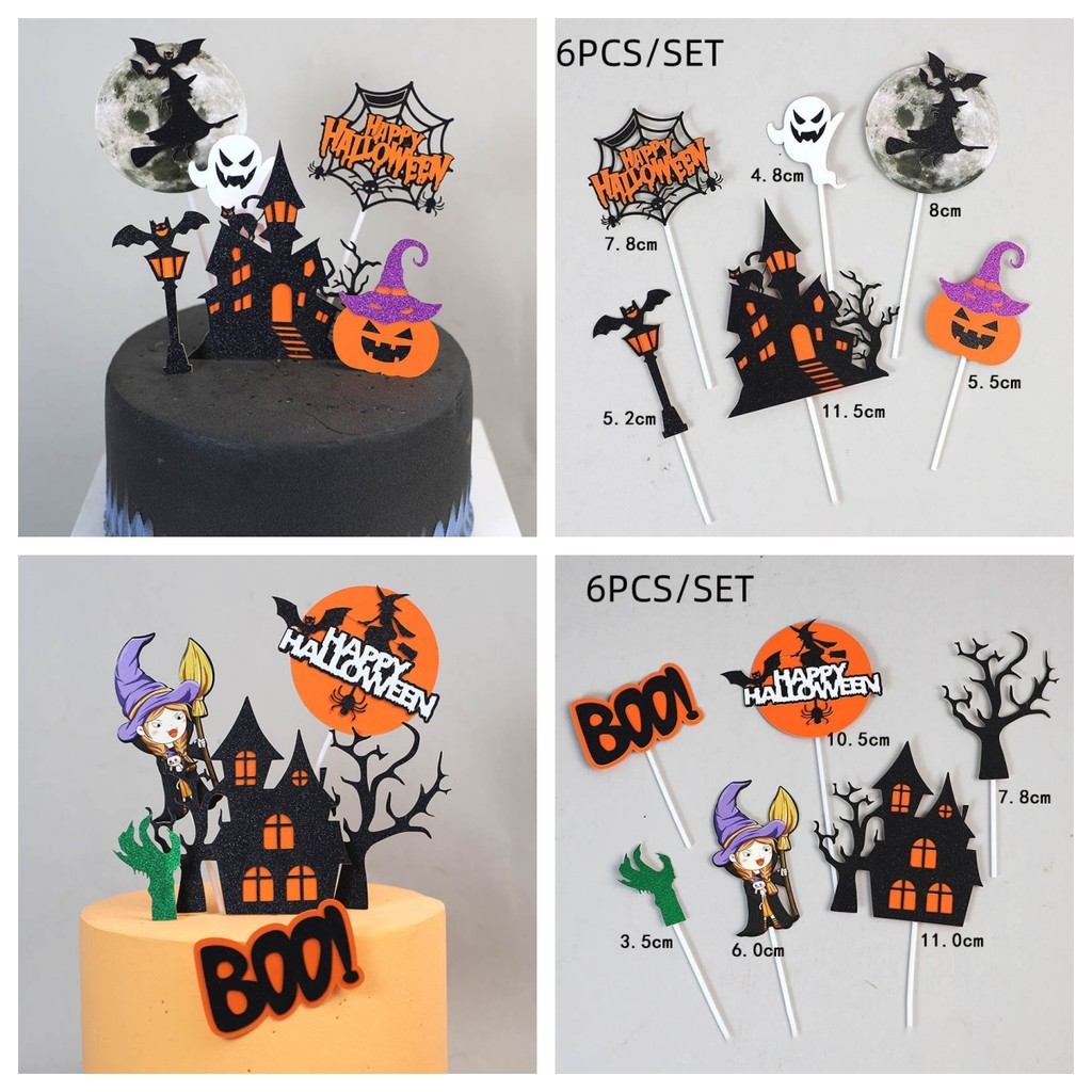Cartoon Paper Card Cake Decoration Halloween Party Cute Plugs Bat ...